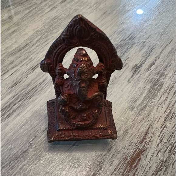 Accents | Ganesh Small Metal Statue Red Gold | Poshmark